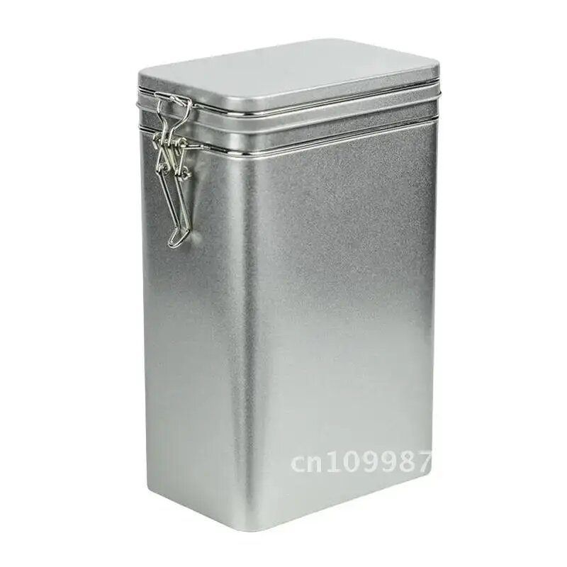 Банка для хранения чая, подарочная банка для кофе, прямоугольная жесть, герметичные банки, 120x80x190mm, Серебряный