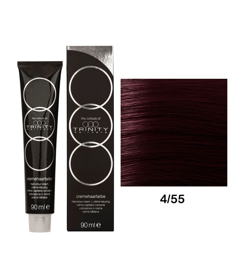 Trinity COT Тринити Стойкая краска с кератином 90 мл - COT 4/55 mittelbraun mahagoni intensiv Коричневый красный интенсивный