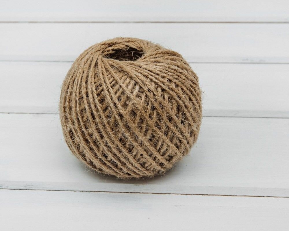 Шпагат джутовый, скрученный d 1,5 мм, 60 м, цвет натуральный