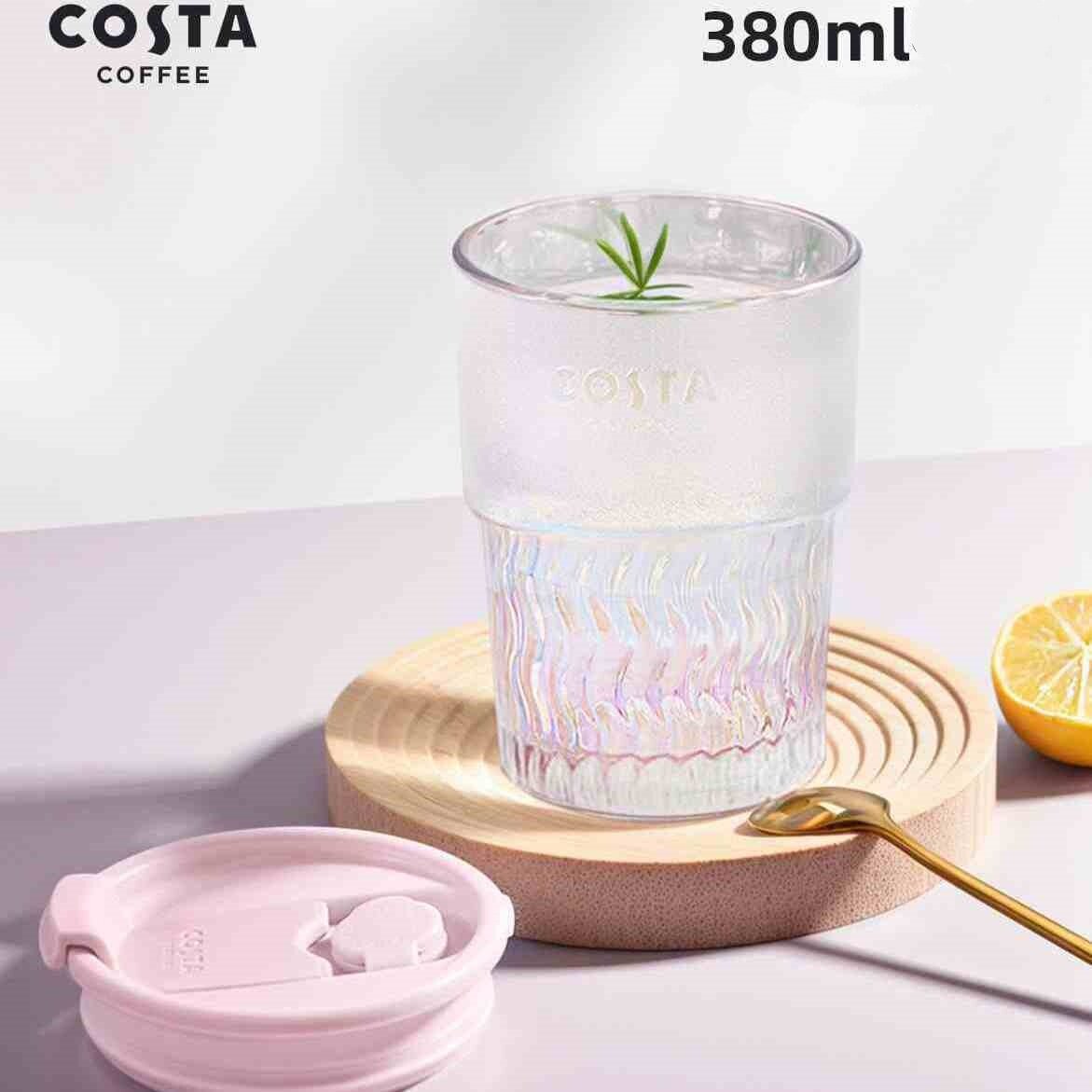 Кружка Costa, розовое стекло емкостью 380 мл в подарочной упаковке