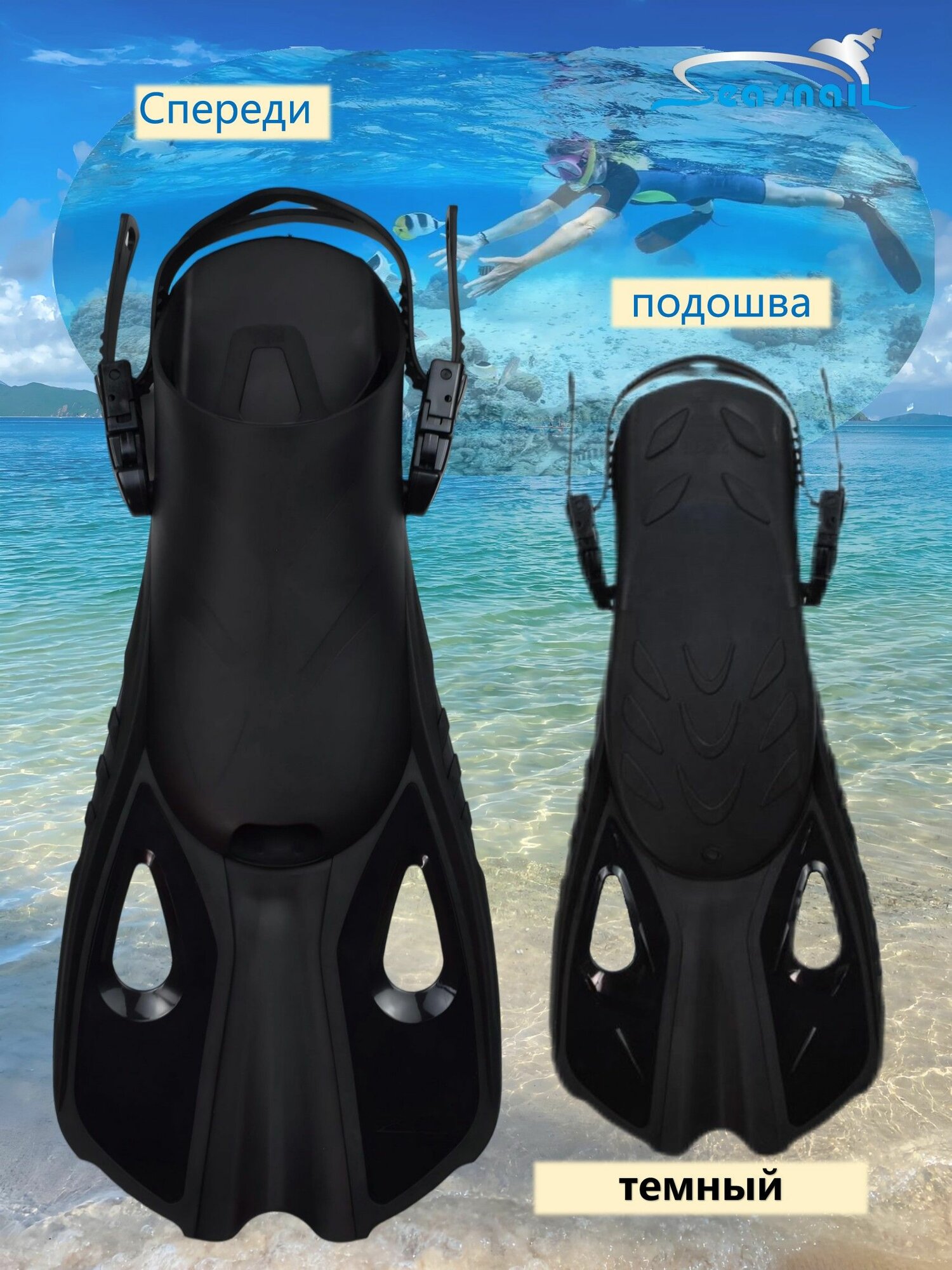 Ласты seasnail SWIMMING SET-YBL для сноркелинга