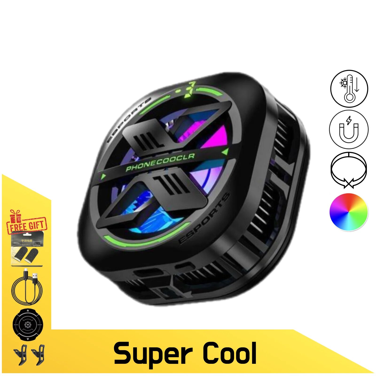 Кулер для игр для телефона, радиатор охлаждения для льда, магнитный и задний зажим, охлаждающий вентилятор для разгона