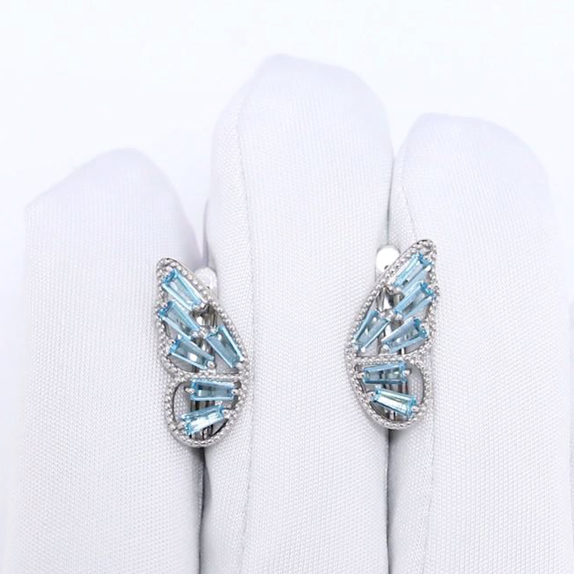 Серьги, серебро, 925 проба, родирование, кварц