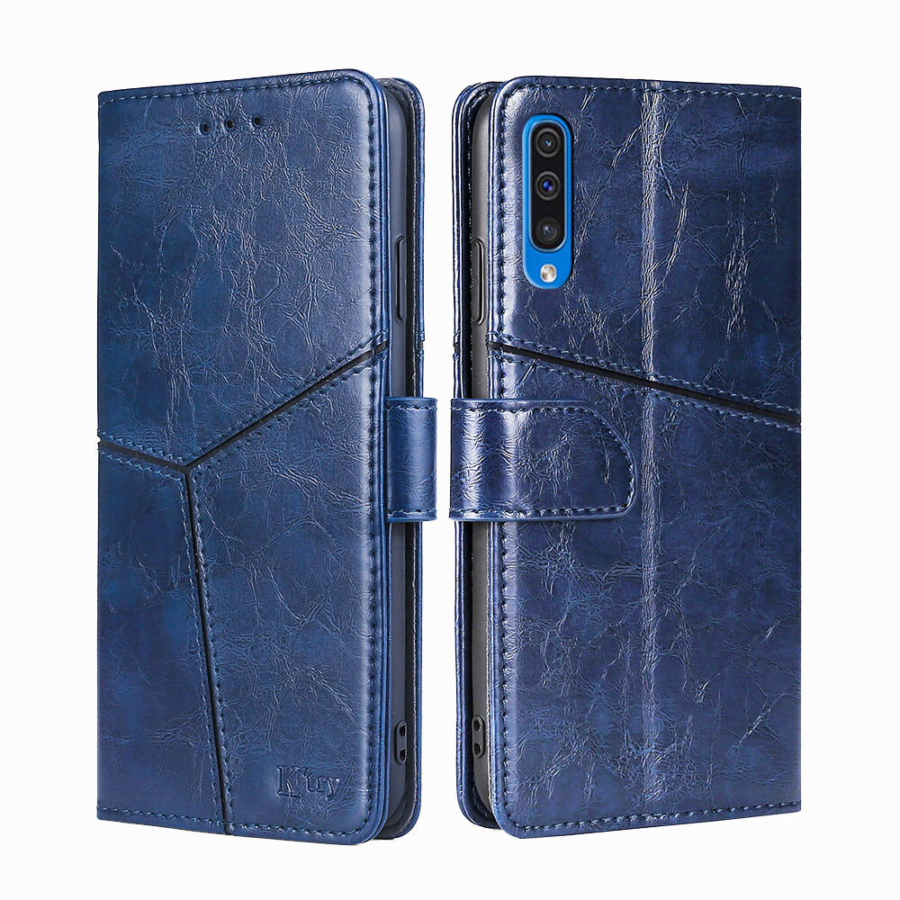 Чехол-книжка MyPads для Samsung Galaxy A50 / A30S / A50s / Самсунг А50 / А30s, объединяет геометрию (темно-синий)