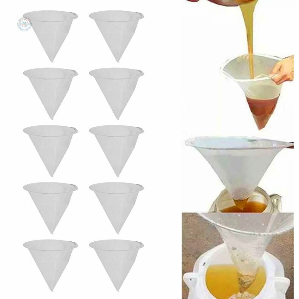 Нейлоновый медовый фильтр крупного диаметра для домашнего разлива мёда, сетка для очистки мёда от воска и осадка, удобное ситечко на бочку, набор из 10 штук