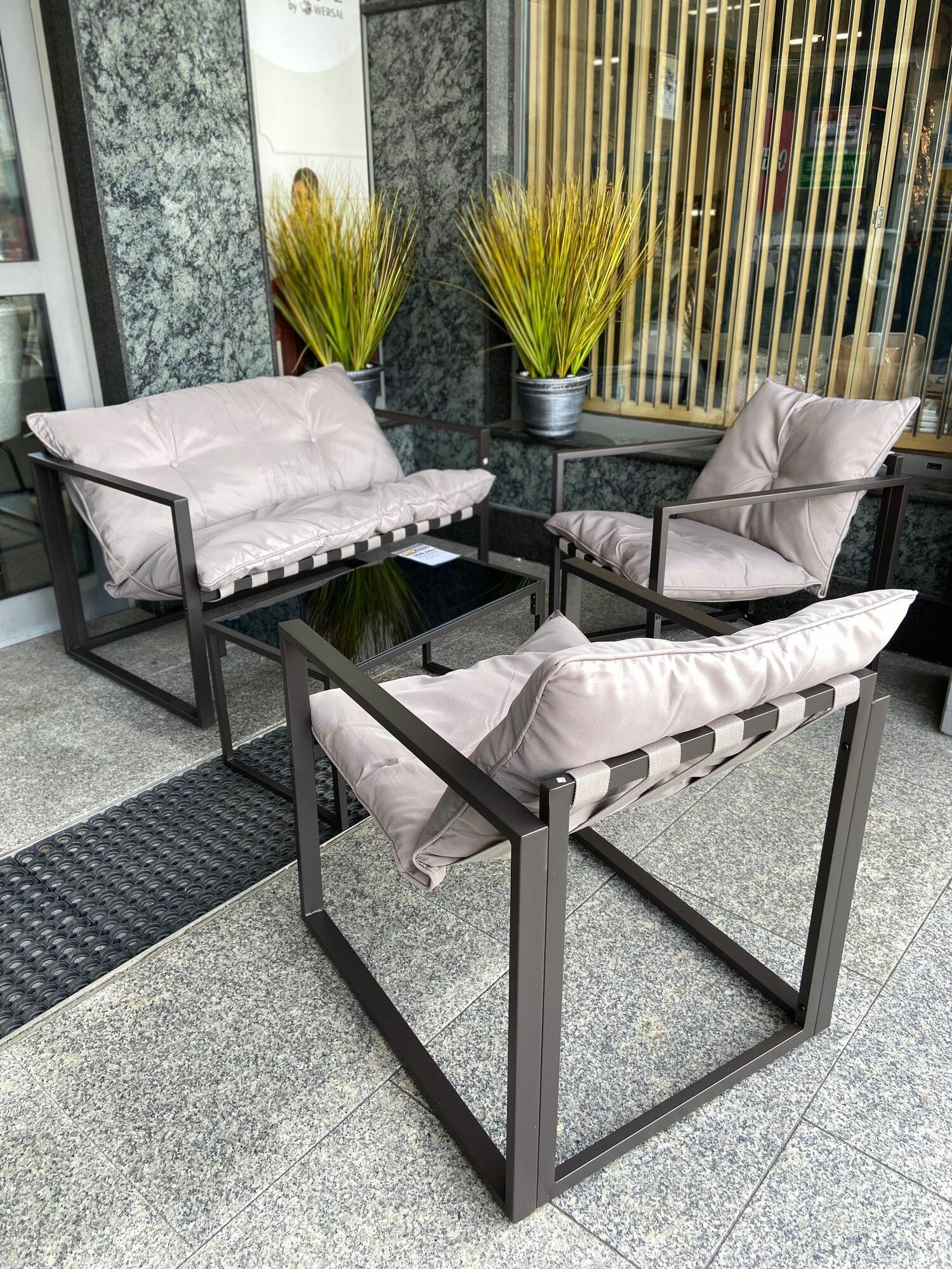 Комплект HALMAR SHARK (софа + 2 кресла + стол журнальный) темно-коричневый/капучино