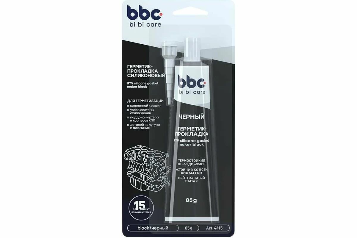 Герметик-прокладка BIBICARE силиконовый черный термостойкий, 85 г (4415)