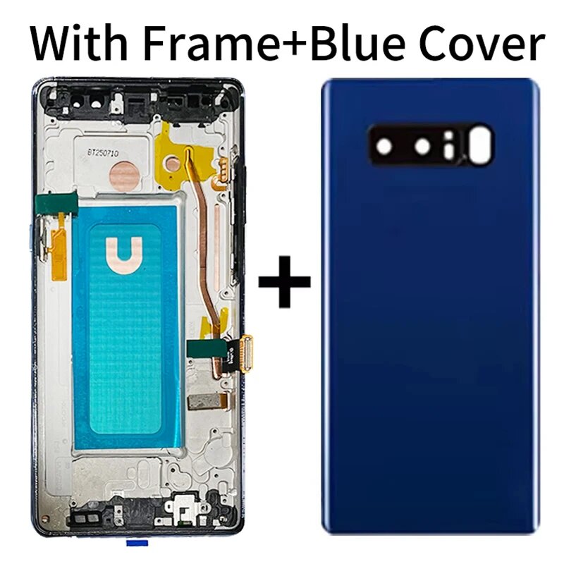Экран Note 8, экран с рамкой для Samsung Note8 N950F N950U N950W N950FD, ЖК-дисплей, дигитайзер сенсорного экрана в сборе Frame Blue Cover