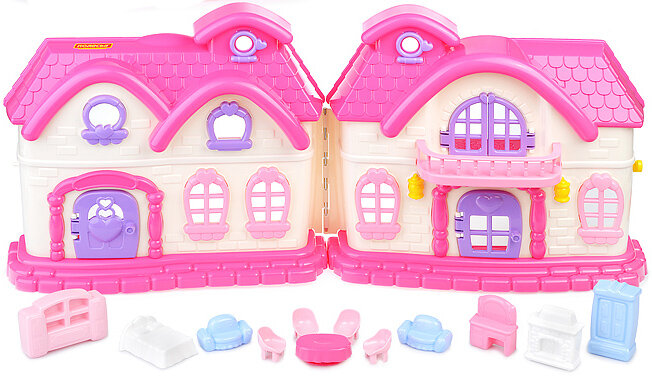 Кукольный дом "Сказка" с мебелью, сюжетно-ролевая игра для девочек, игрушечный дом для кукол, в пакете, развиваем воображение, 34.5 х 19.5 х 30 см, 12 элементов