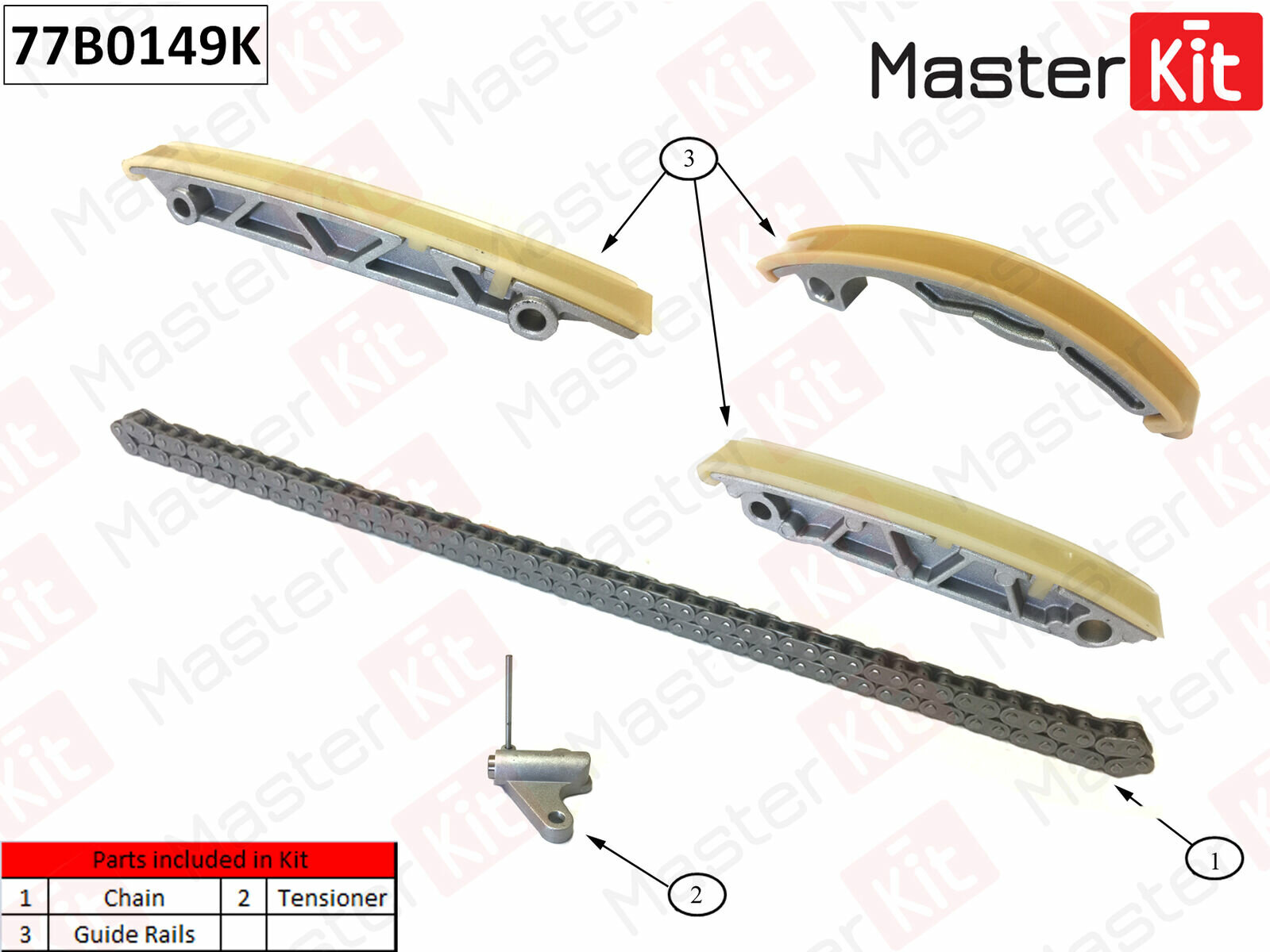 Комплект Цепи Грм (Средняя) Audi A4/A5 2.7 Tdi Camb/Cgkb 07-12 (Без Звездочек)(Masterkit 77B0149K)
