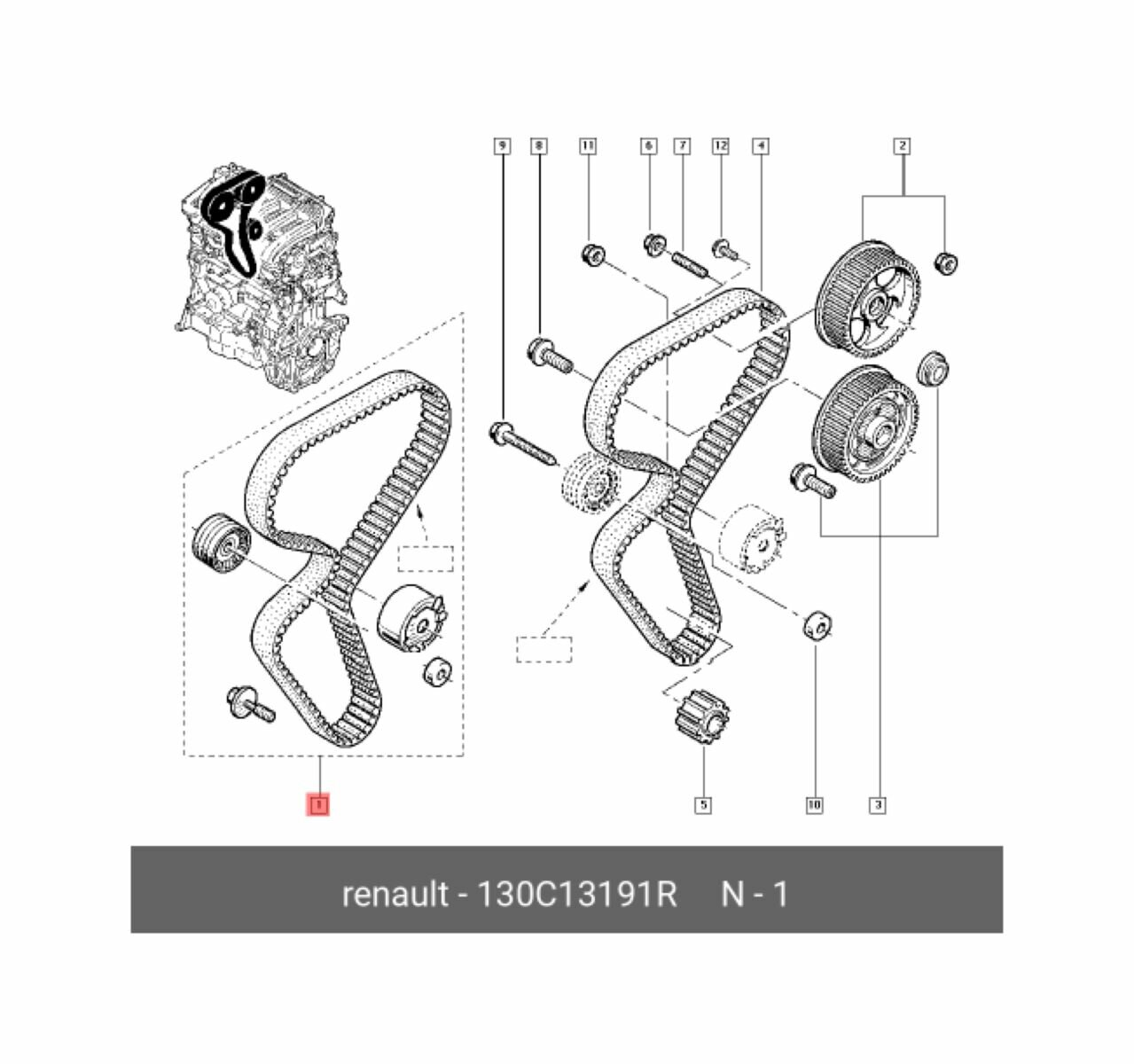 Комплект Грм Renault Megane/Scenic (Z=132) 1.6(Renault 130C13191R)