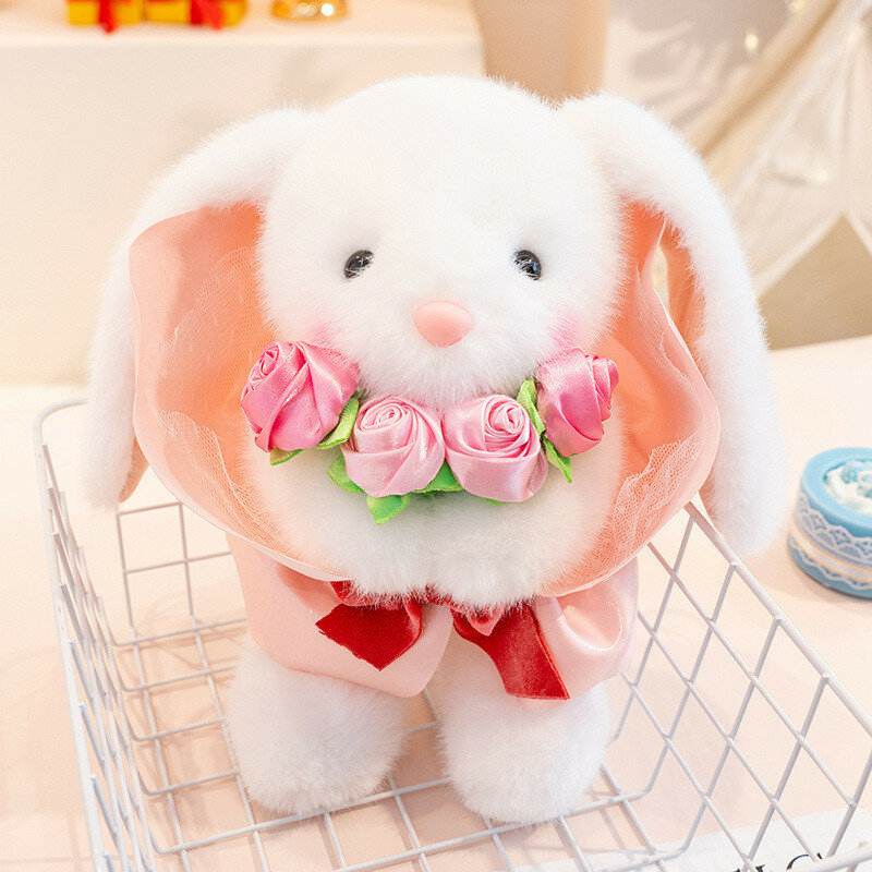 Soft cartoon rabbit plush with panda colors for romantic gift for her