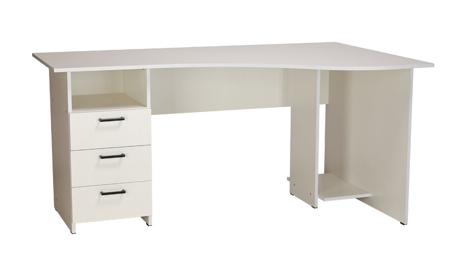 Стол письменный Polini Home Vector 109, с 2 ящиками и полкой, белый