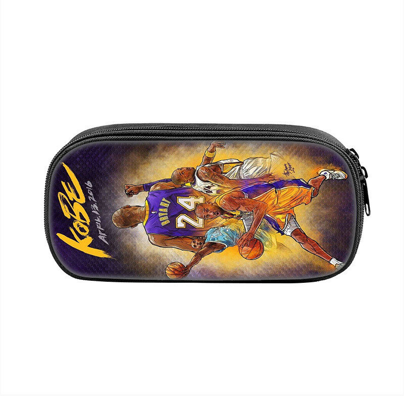 Kobe bryant star pen storage case with high capacity nylon material for office and school coral