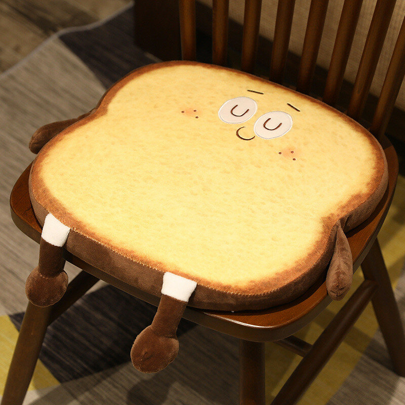 Adoreable toast cartoon seat cushion with memory foam and removable cover for living room burned u shaped pillow