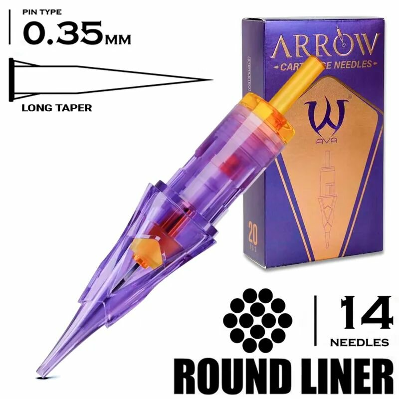 Картриджи для тату и перманентного макияжа (иглы, модули) AVA Arrow 1214RL 35/14RLLT 20 шт/уп