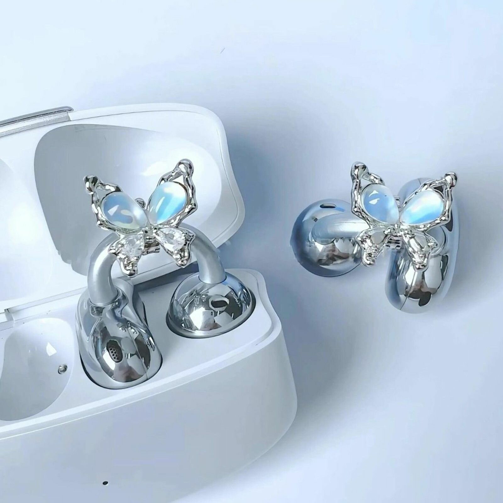 Мерцающая бабочка для украшения наушников металлическая заколка