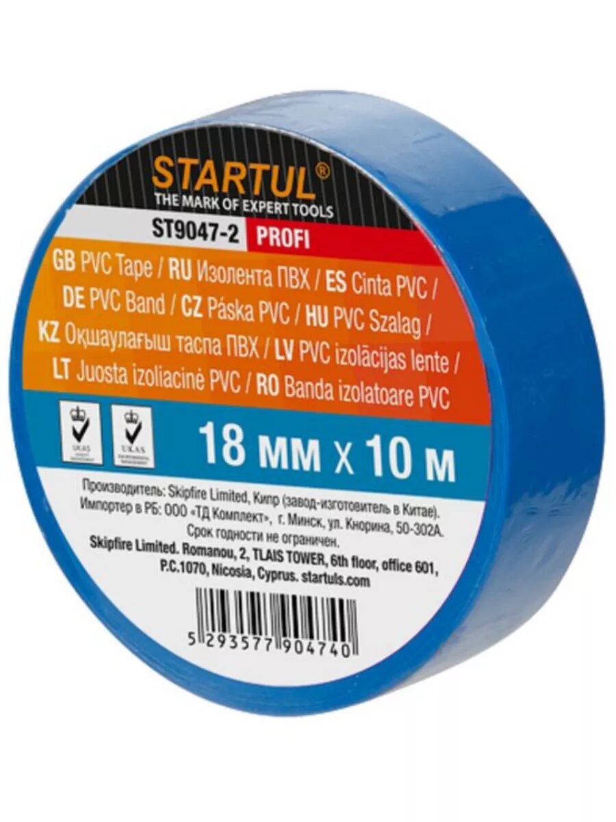Изолента ПВХ 18 мм 10 м синяя STARTUL Profi (ST9047-2)