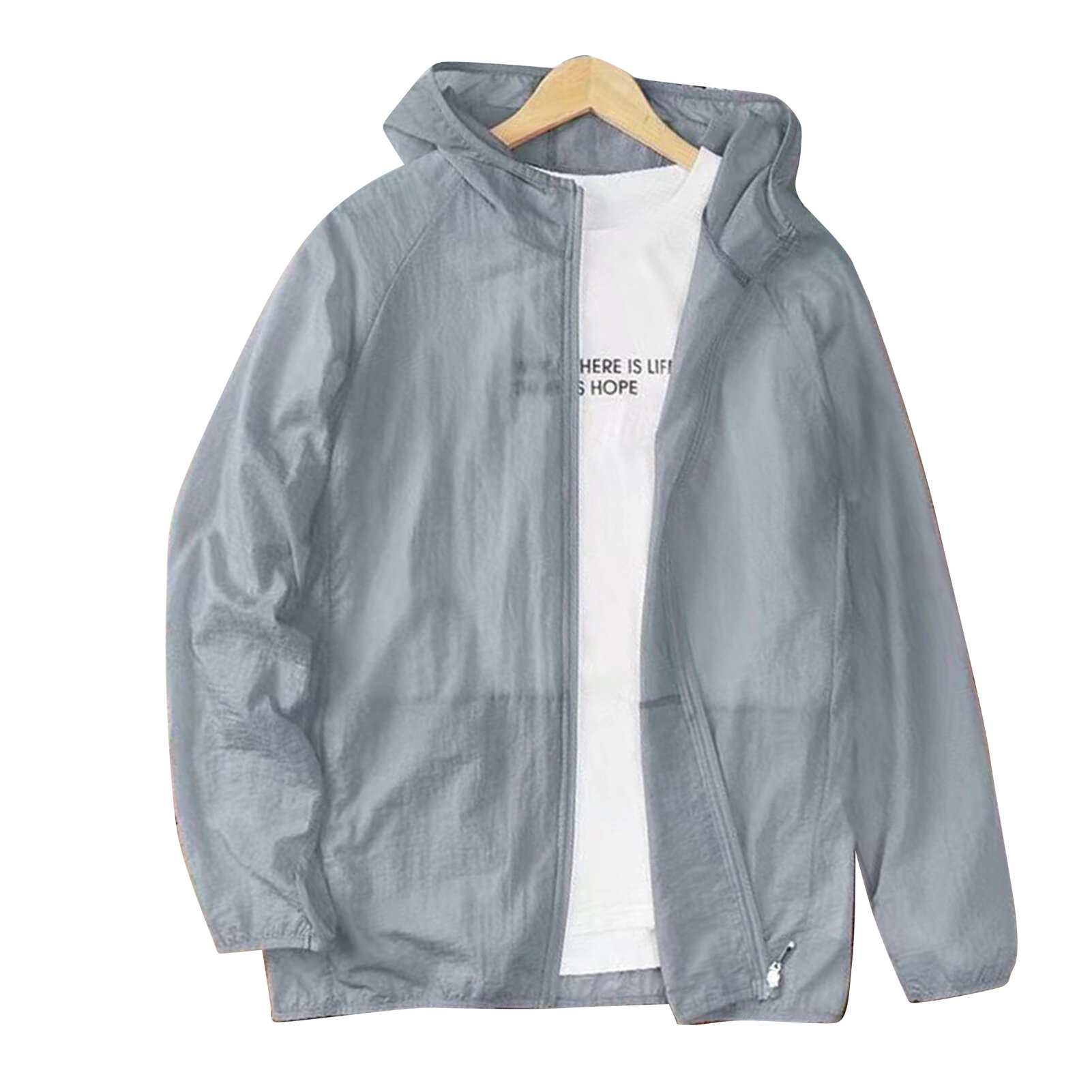 Мужская солнцезащитная куртка, легкая дышащая УФ-рубашка с длинным рукавом, солнцезащитная охлаждающая толстовка с капюшоном для летней рыбалки, походов, тренировок, серебристо-серый цвет XL