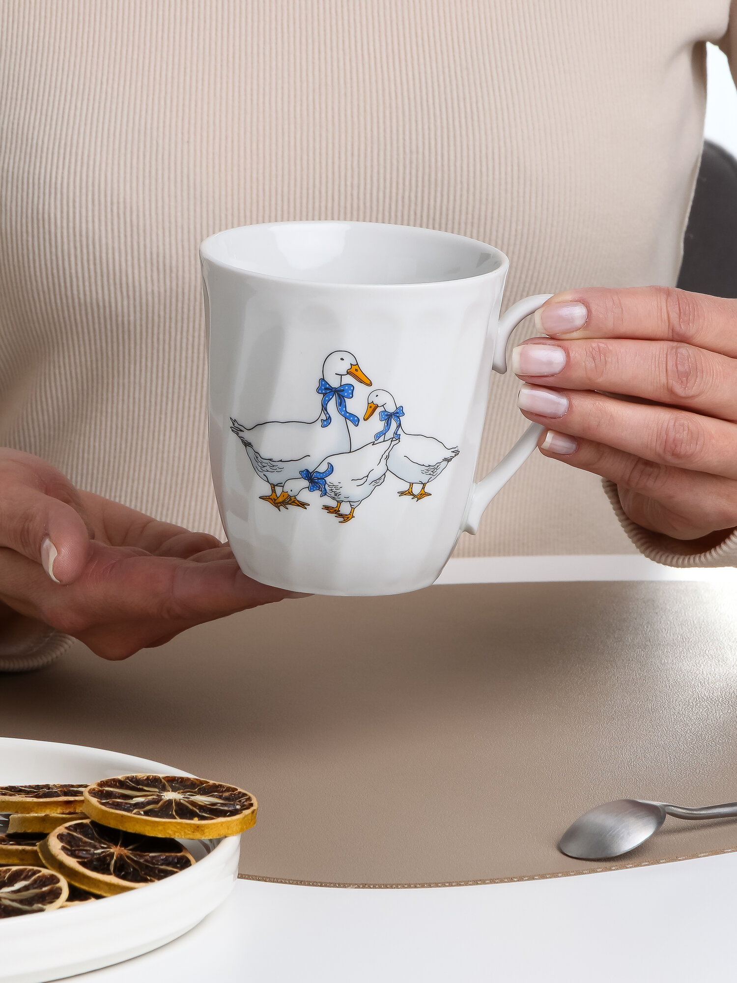 Кружка Дулёвский фарфор Витая Гуси