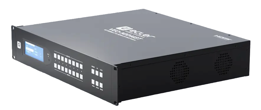 Ecler VEO-MXH48T- Матричный коммутатор 8х8 сигналов HDMI, 8 выходов HDBaseT, 8 аналоговых аудиовходов, 8 аналоговых аудиовыходов, 8 цифровых аудиовыходов S/PDIF