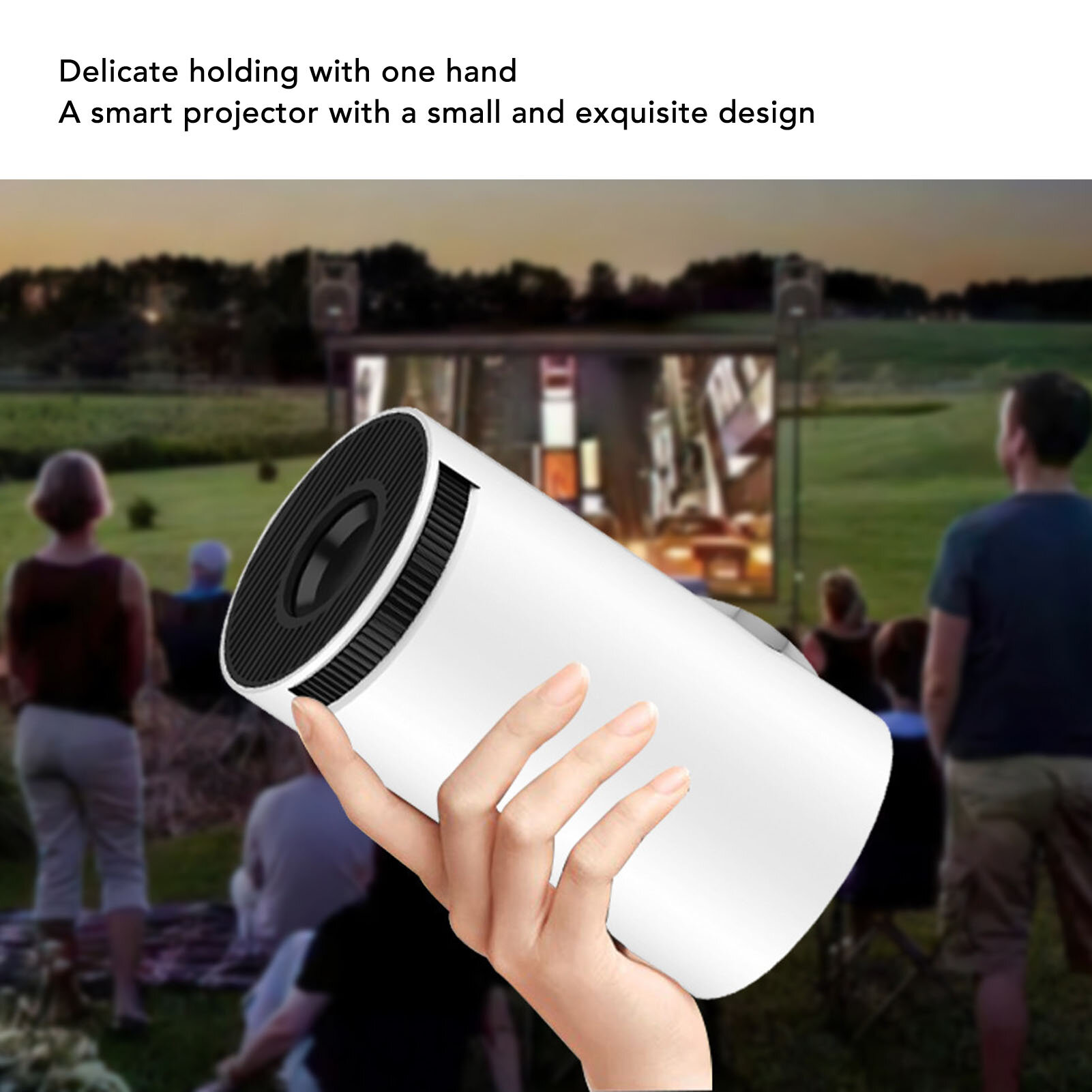 Проектор с WiFi и Bluetooth 1080P HD с автоматической коррекцией трапецеидальных искажений, портативный кинопроектор с пультом дистанционного управления для домашнего кинотеатра, наружный, белый, вилка AU