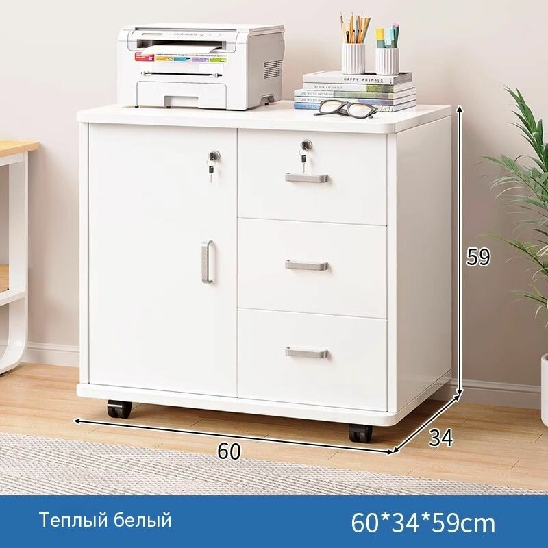 Офисный деревянный шкафчик с замком и выдвижным ящиком, 60*34*58 см