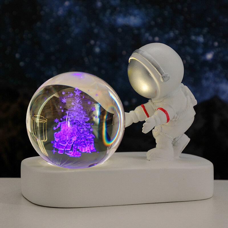 Креативный ночник-космонавт из 3D хрустального шара, светящийся декор для спальни, подарок