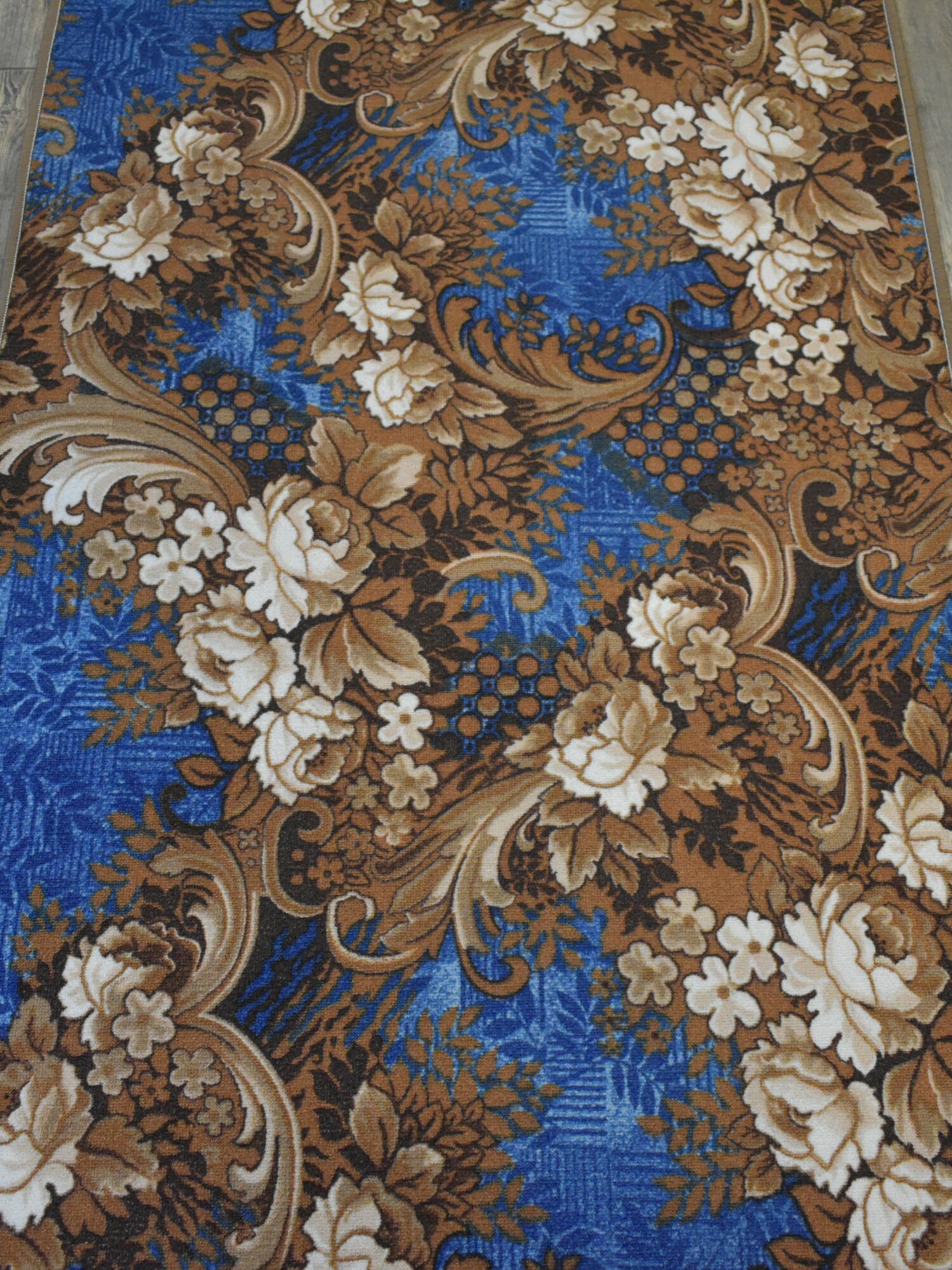 Ковровая дорожка на войлоке, БалтТекстиль, с печатным рисунком, Мерлоуз, синяя, 1*4 м