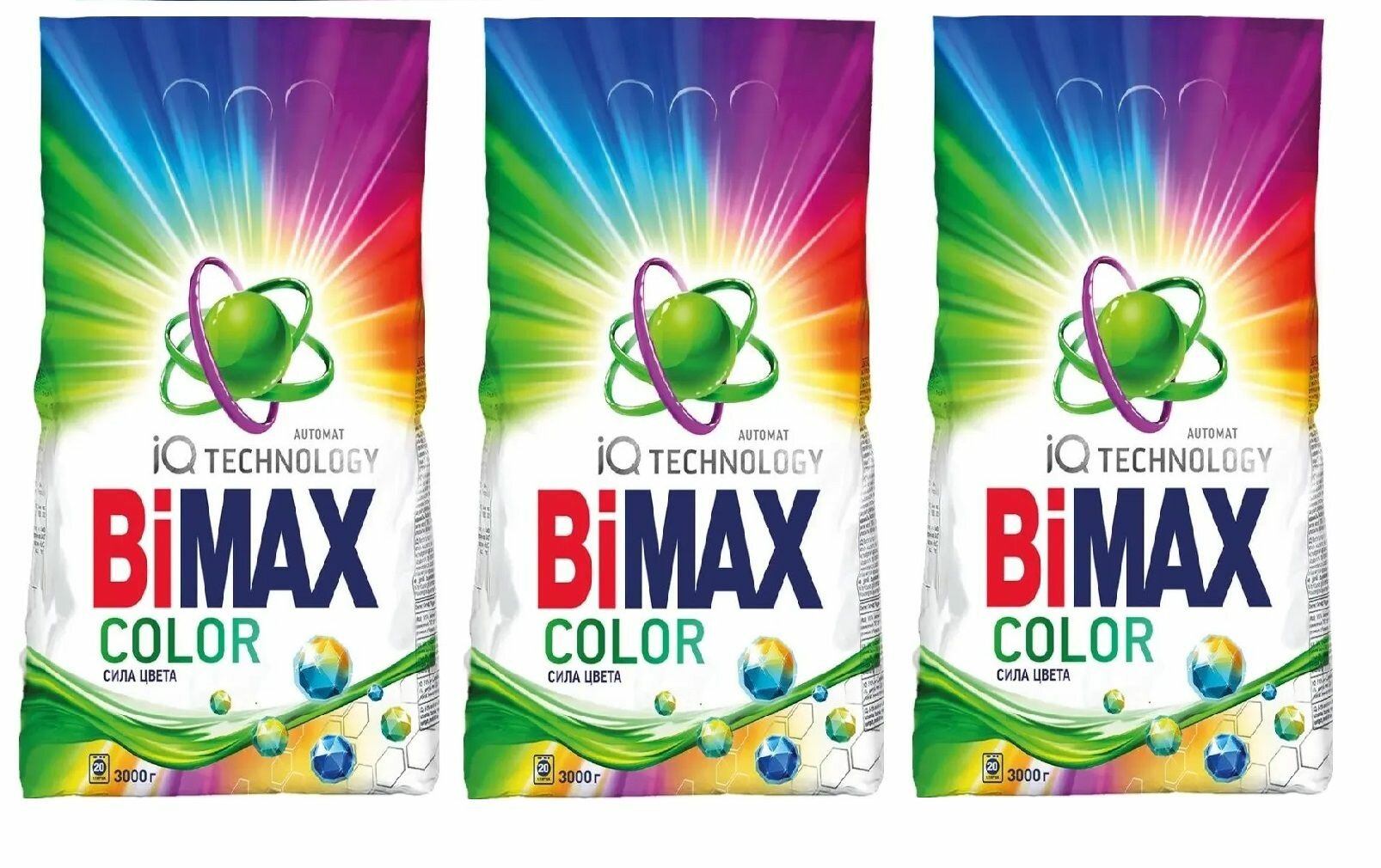 Стиральный порошок Bimax Color для цветного белья автомат 3 кг, 3шт.