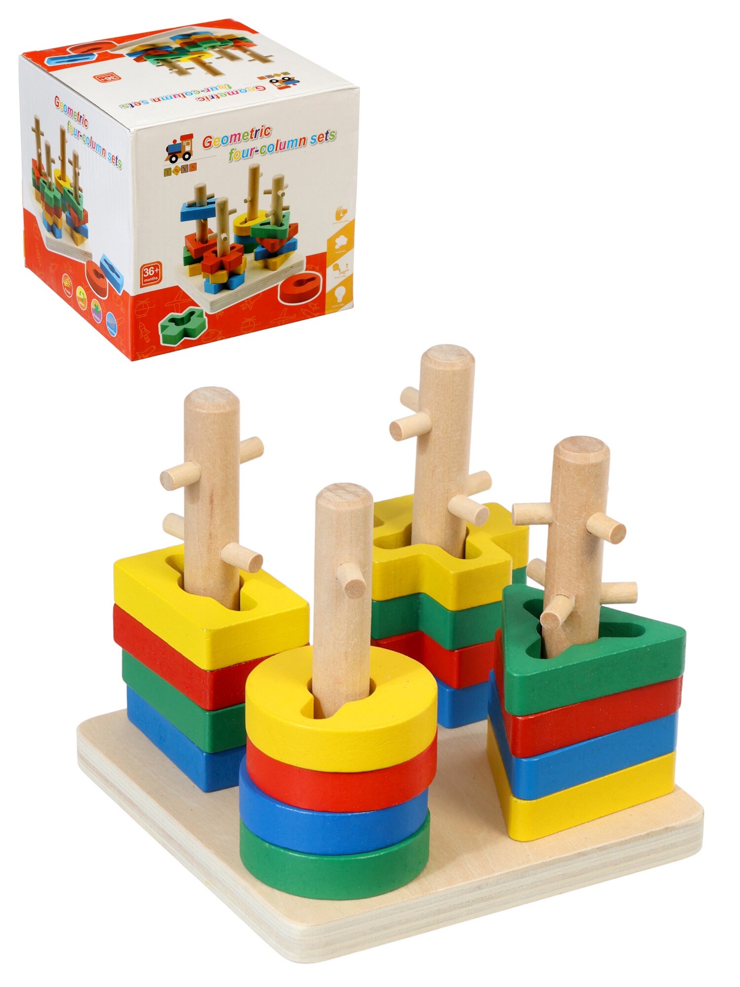 Деревянный сортер-пирамидка, развивающая игрушка, 3+, дерево