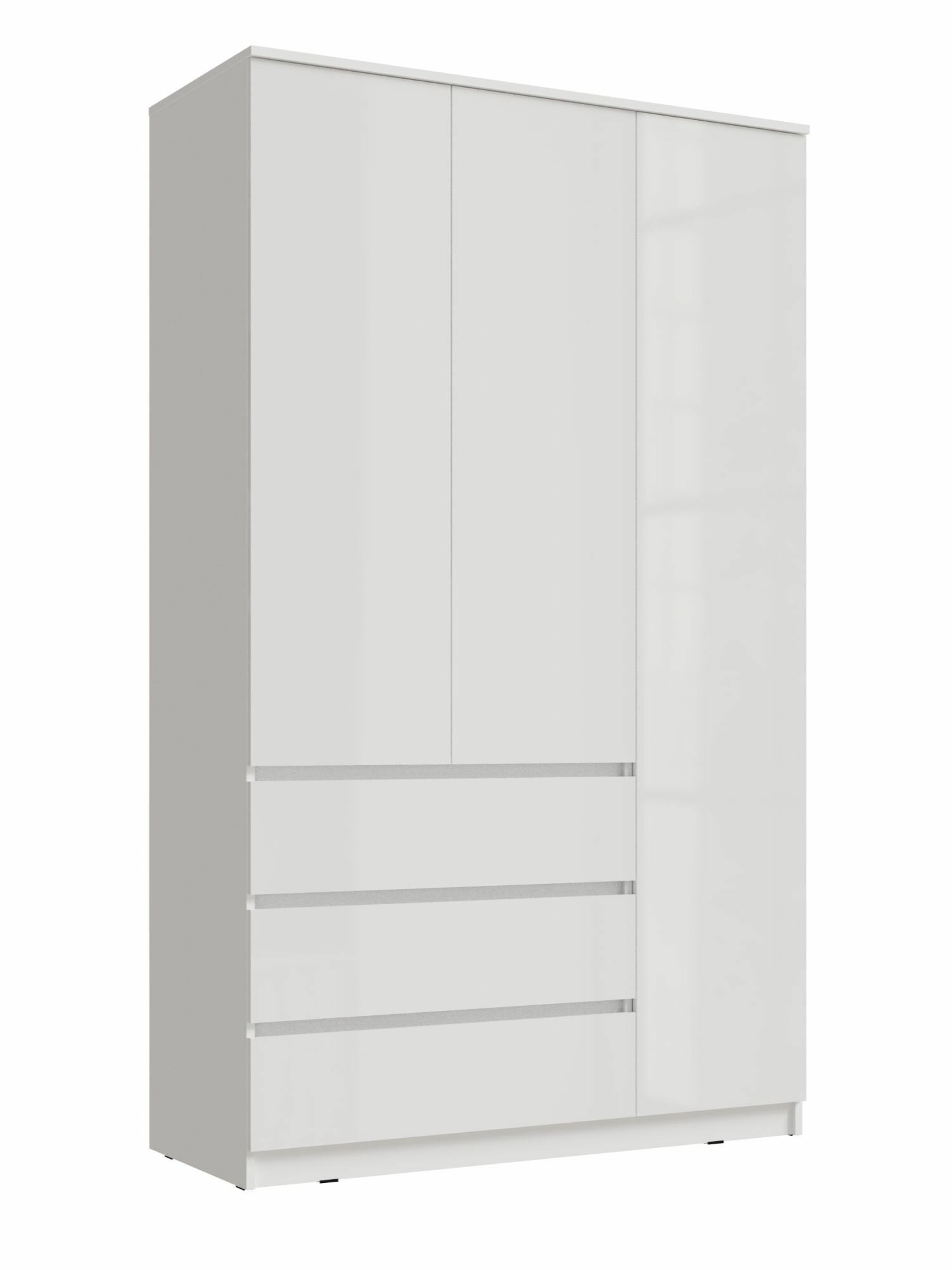 Шкаф Челси 3-ств. 1202х2022х514 (Белый глянец холодный/ белый) МИФ