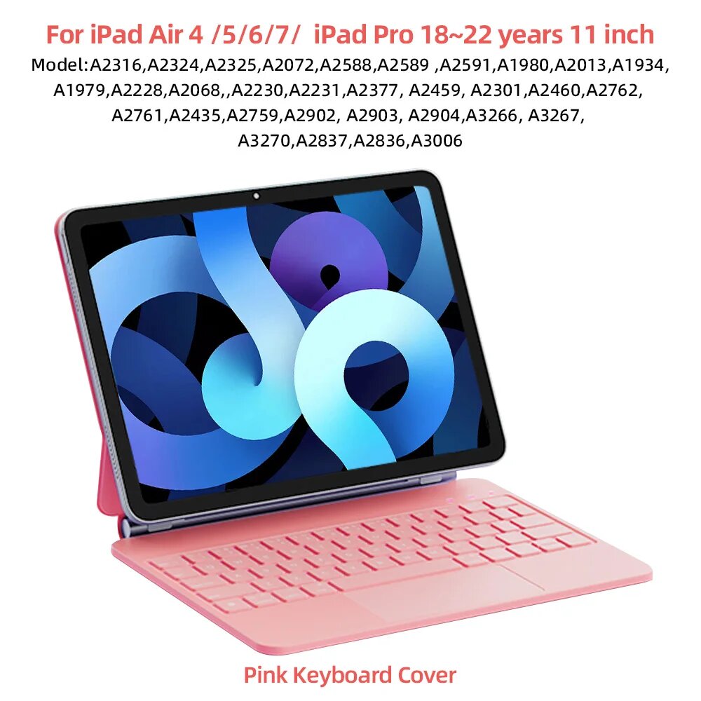 Магическая клавиатура для iPad Air 4 Air 5 Air 6 Air 7 Pro 11 2018-2022, Pink, английский