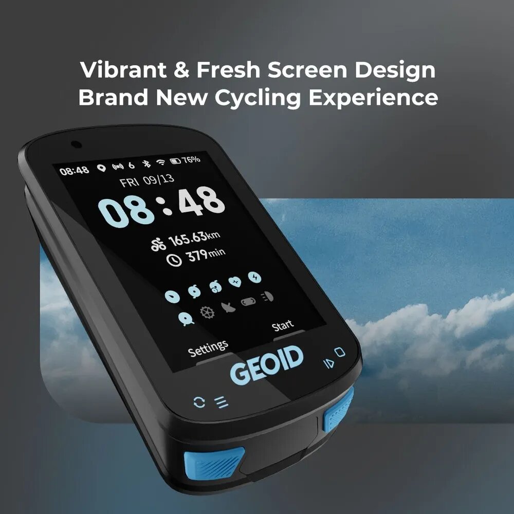 GEOID CC600 GPS Computer Велокомпьютер GPS 2.4 дюйма IPX7 для велосипеда черный матовый серый — фото 1