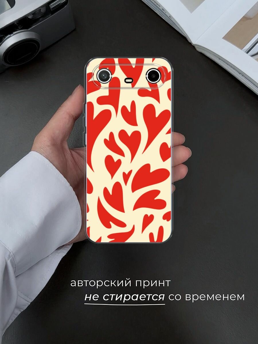 Чехол на Tecno Spark Slim / Текно Спарк Слим с принтом Crazy hearts 1 — фото 1