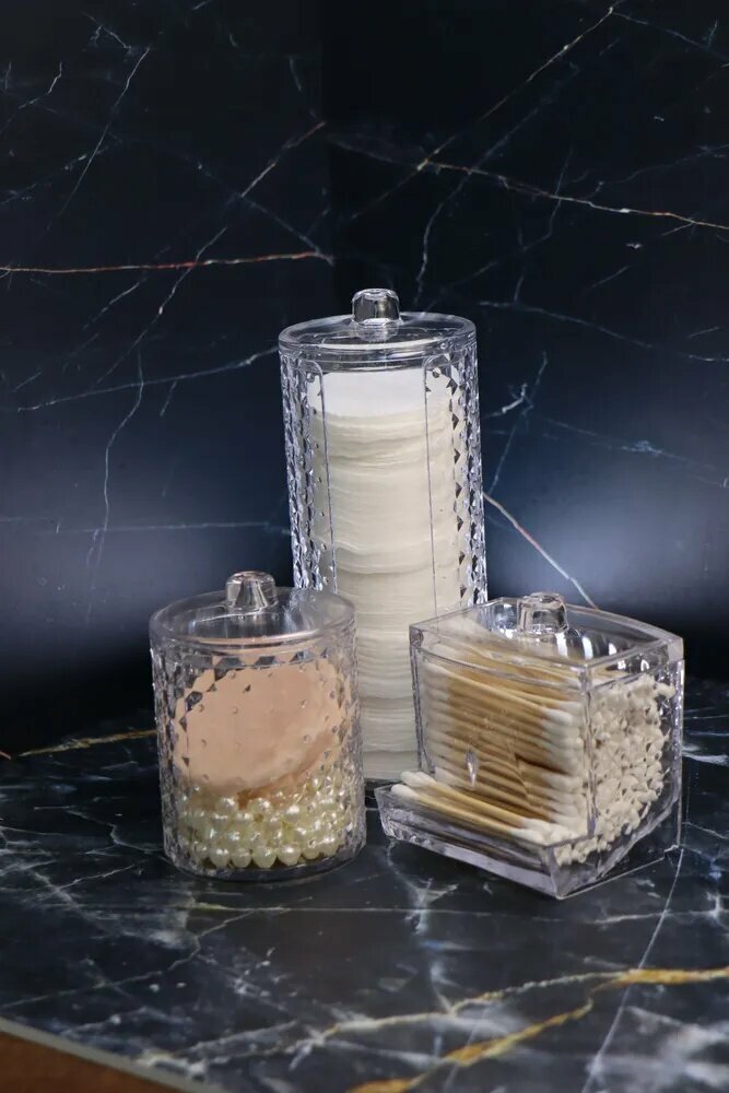 Органайзер для ватных дисков и палочек, контейнер для ватных дисков, набор 3 предмета