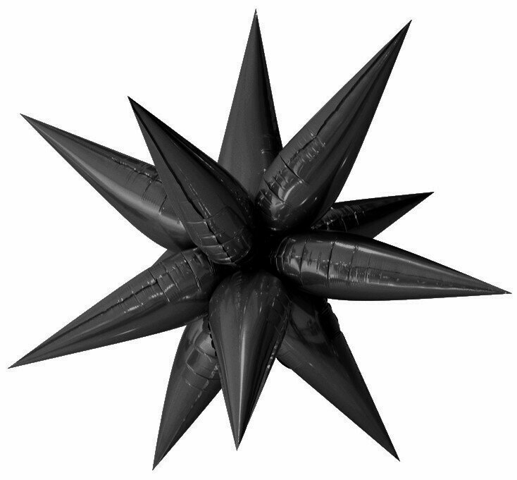 Шар 3D (26'/66 см) Звезда, Составная, Черный, 1 шт. в уп.