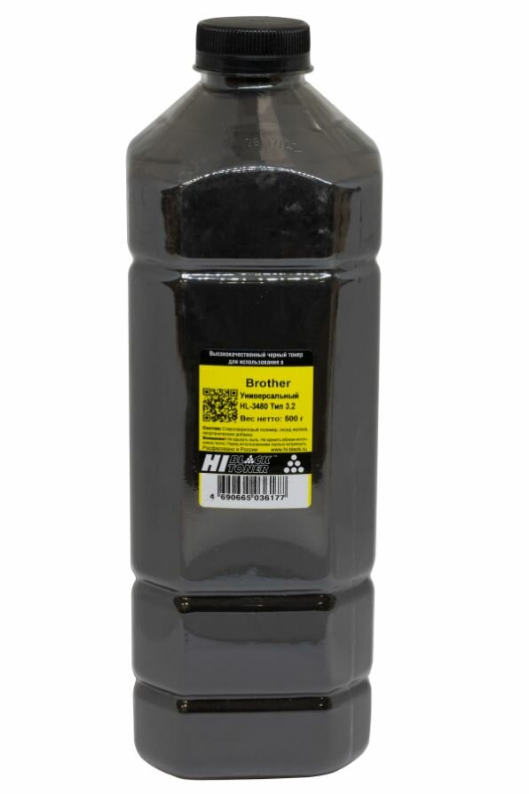 Тонер Hi-Black Универсальный для Brother TN-3480/TN-1075/TN-2235, Тип 3.2, Bk, 500 г, канистра