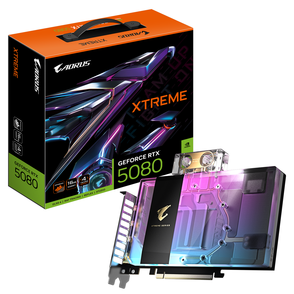 Видеокарта Gigabyte GeForce RTX 5080 16 ГБ (RTX5080 XTREME WATERFORCE WB 16GB), RTL
