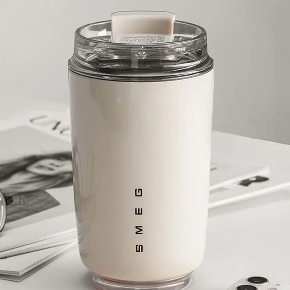 Термокружка Smeg 50's Style Wall Mug 0.32 л Бежевый Непроливайка, для горячих и холодных напитков — фото 1