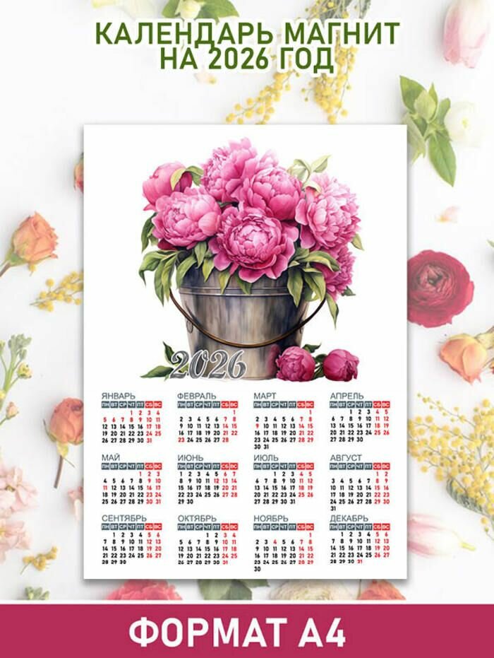 Магнитный календарь 2026 год формат А4