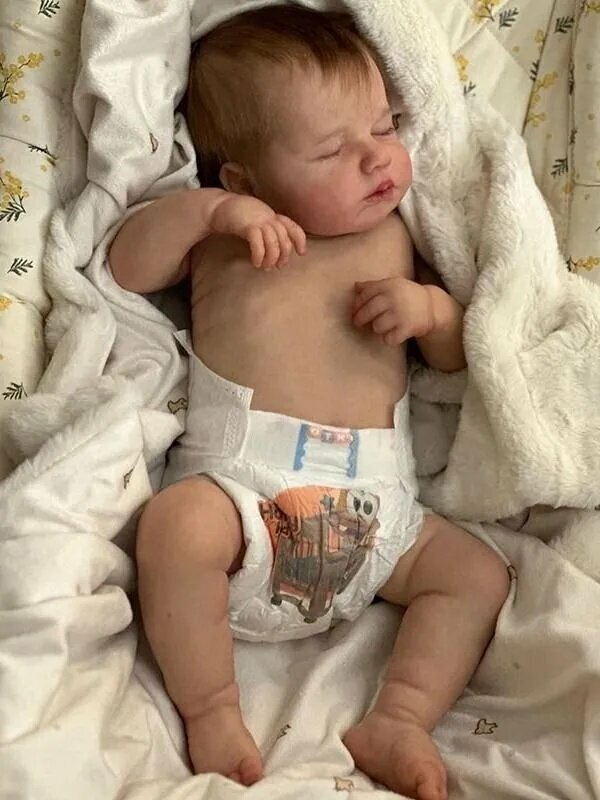 19 дюймов 48 см Новорожденный ребенок Reborn Boy Loulou Кукла Реборн, виниловый корпус