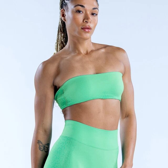 Спортивный бюстгальтер-бандо Ignite Bandeau Impact Sport Bra для женщин, бесшовный, для йоги, со средней поддержкой, с подкладкой, укороченный топ для спортзала, эластичный, с перекрестной спинкой. размер,42/S
