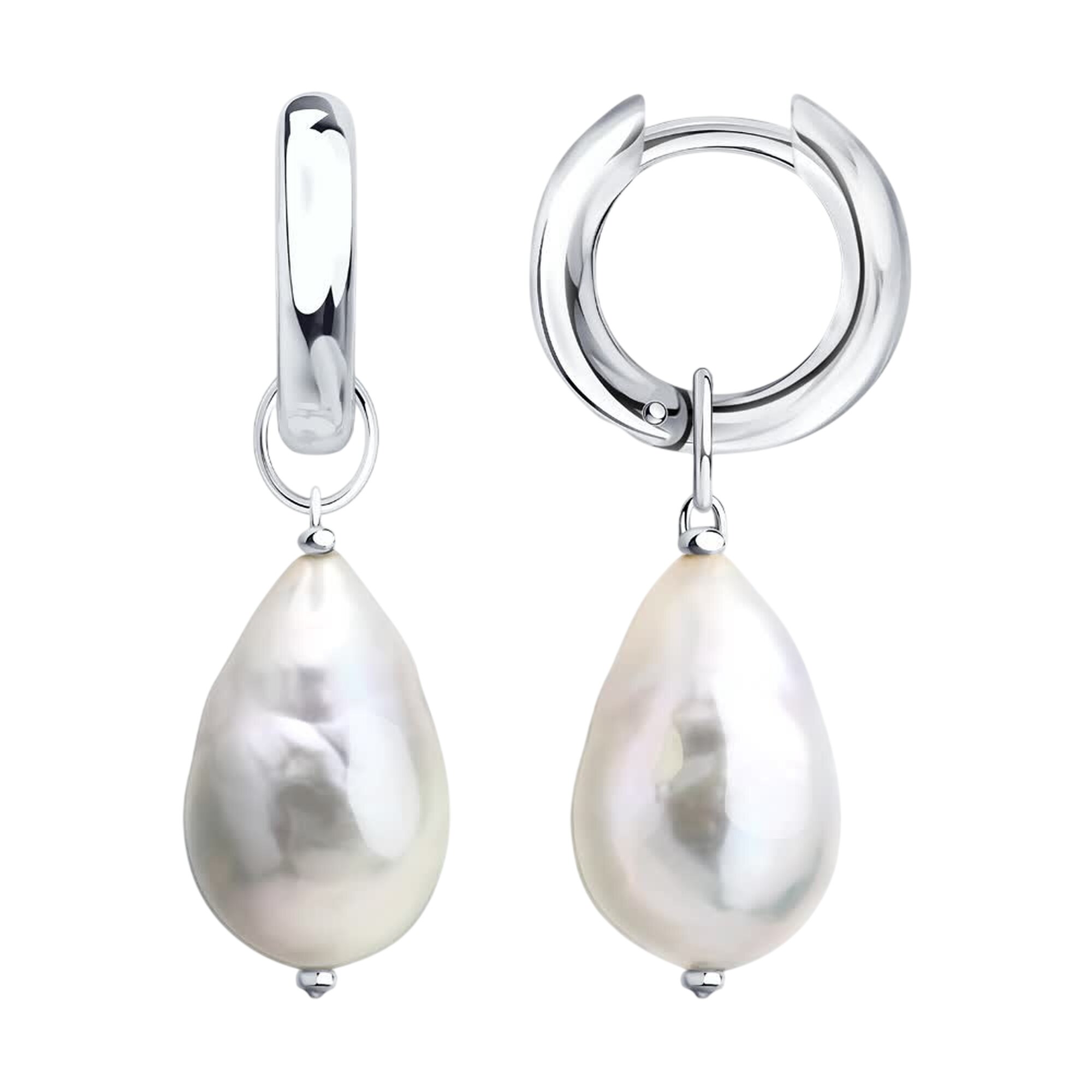 Серьги, серебро, 925 проба, родирование, жемчуг