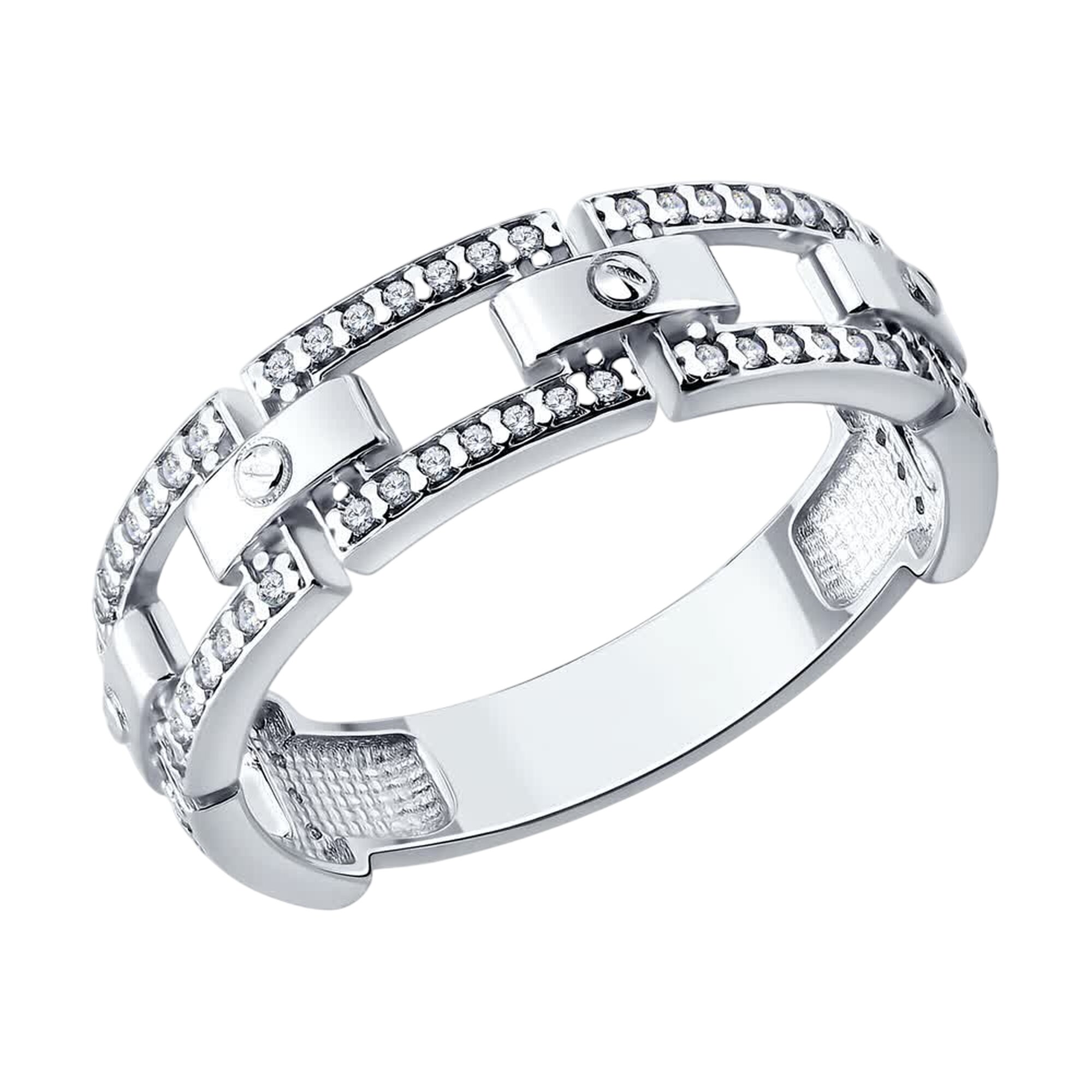 Кольцо, серебро, 925 проба, родирование, фианит