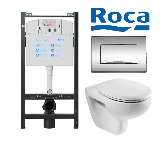 СЭТ: Инсталляция Roca Active с клавишей L 32B для ПЭК, хром глянец 7.8901.1.30B.1 и унитаз Roca Victoria (7346393000) с сиденьем микролифт
