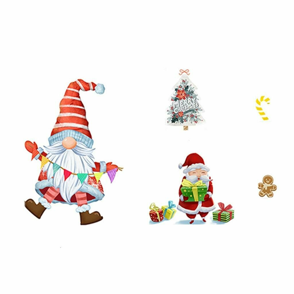 Новогодний набор наклеек для окон с двусторонним изображением, DJ4999