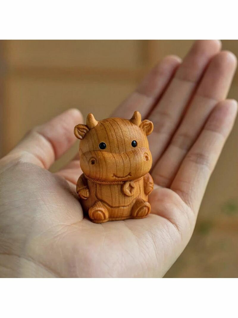 Yunzhongyao Деревянная маленькая статуэтка животного коровы