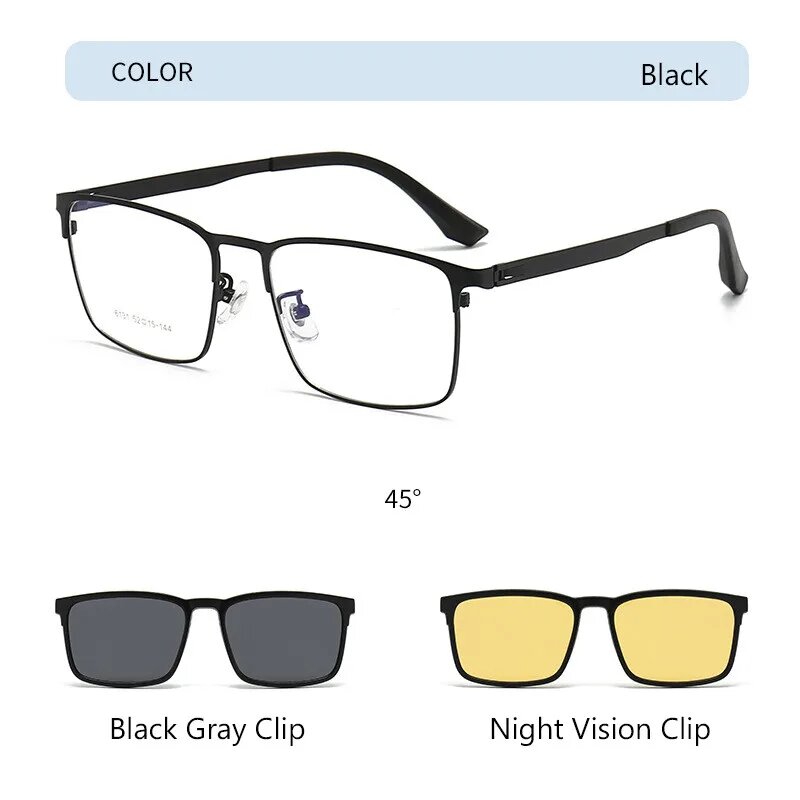 CCspace магнитные очки для ночного видения 3 в 1 Black, Custom Prescription