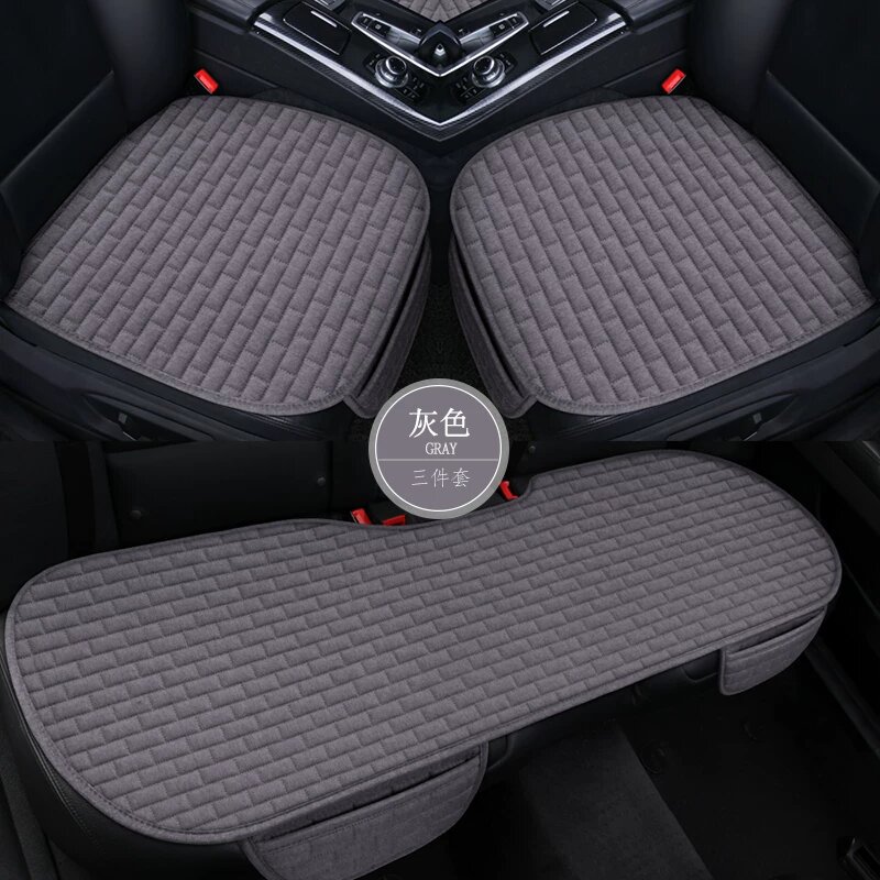 Универсальный чехол на сиденье для Honda Fit из льна, все сезоны, набор из трех частей, серый